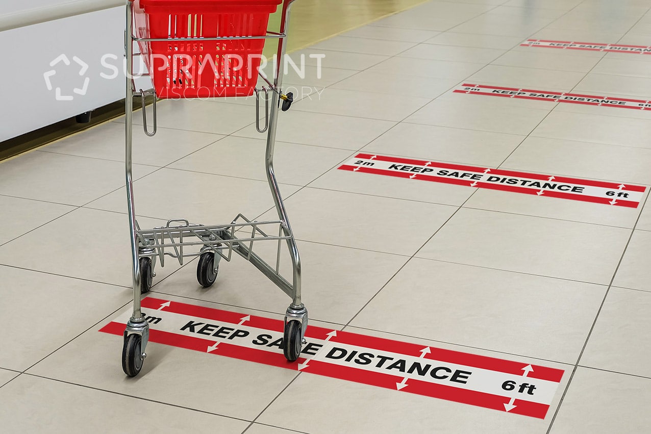 Safety floor stickers | Warning decals Keep Distance with R10 anti-slip ...