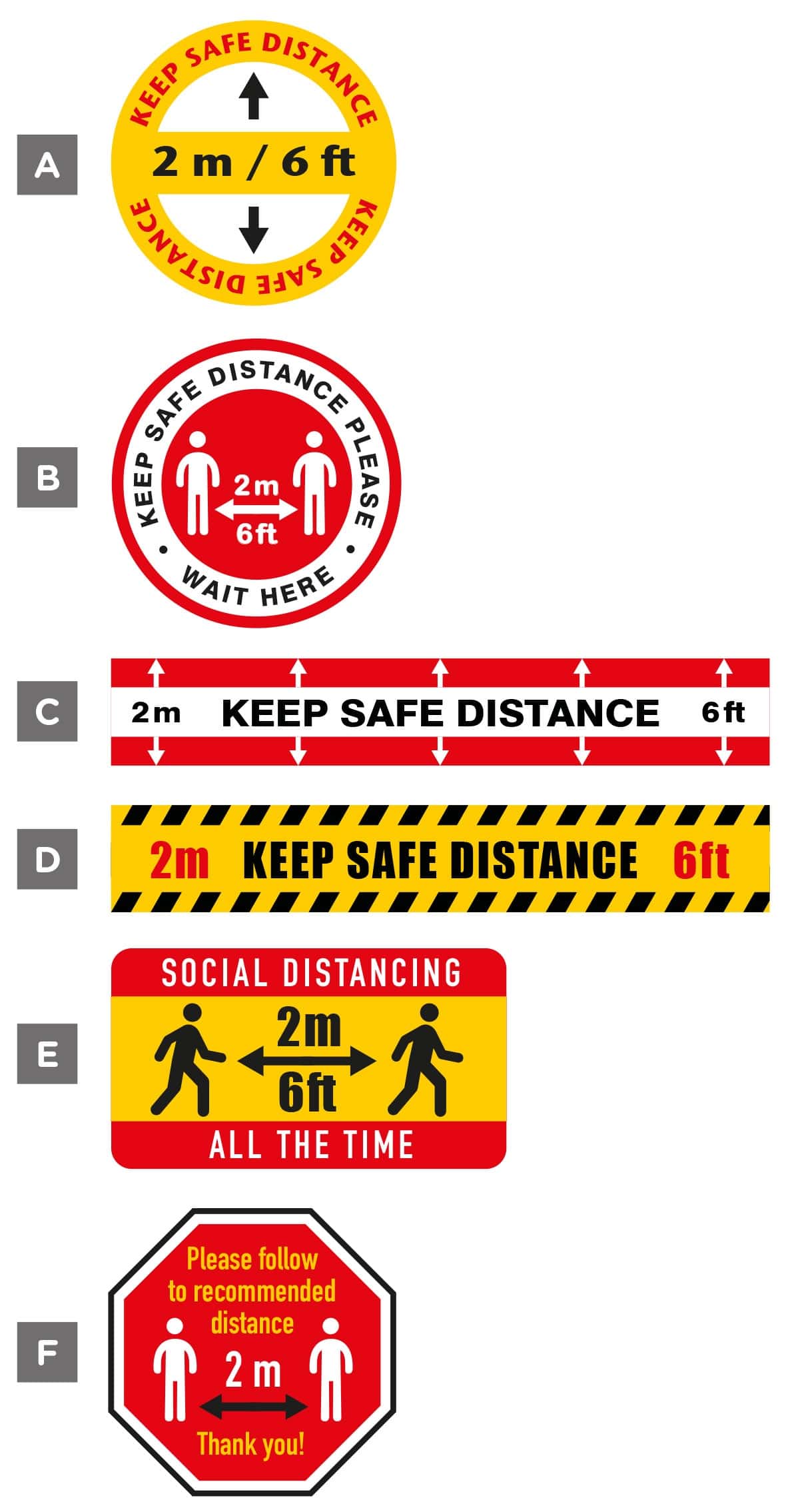 Safety floor stickers | Warning decals Keep Distance with R10 anti-slip ...